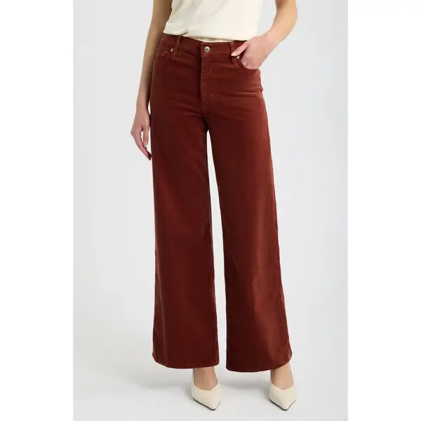 FRAME Le Slim Palazzo Corduroy Pants - Wine