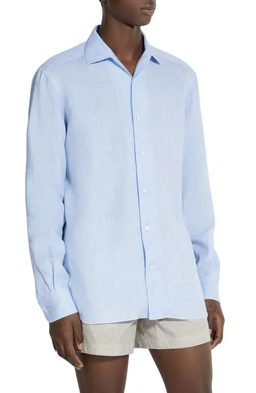 Zegna Oasi Linen Button-up Shirt - Light Blue