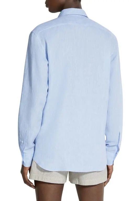 Zegna Oasi Linen Button-up Shirt - Light Blue