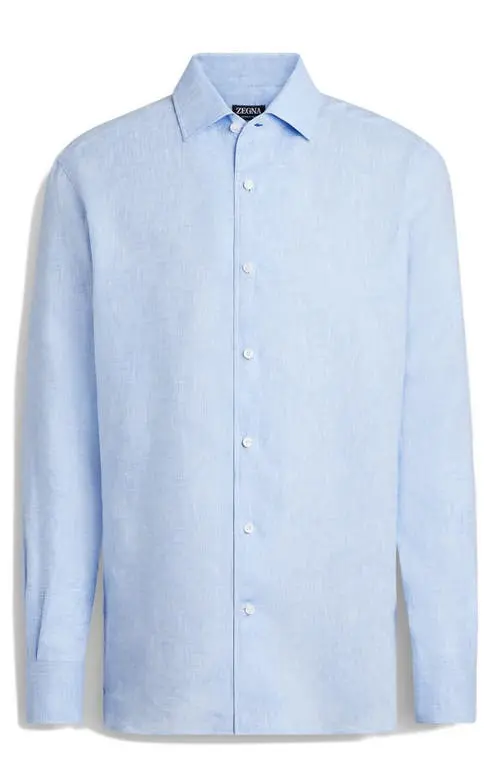 Zegna Oasi Linen Button-up Shirt - Light Blue