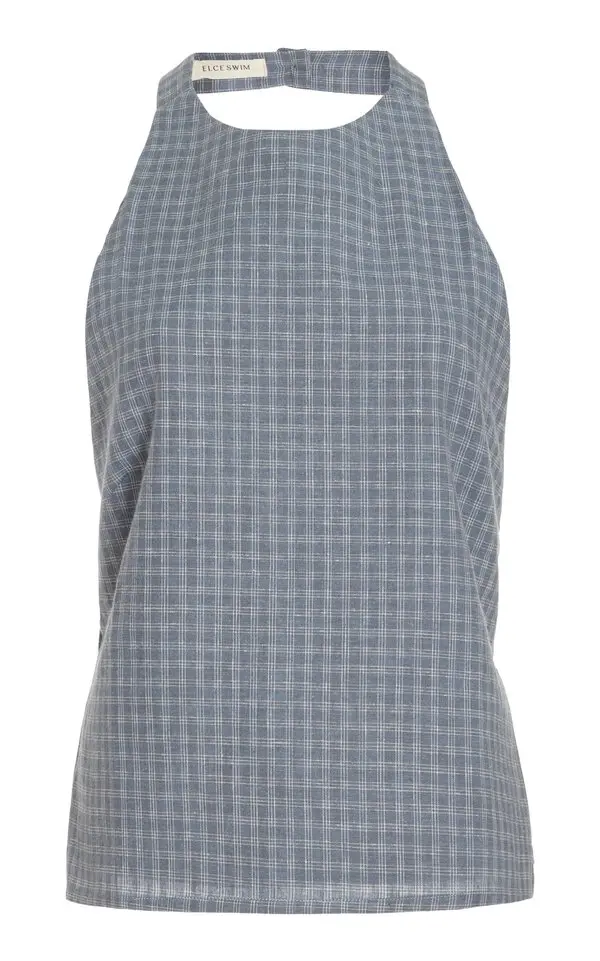 ELCE Isabelle Halter Neck Tank Top - Blue