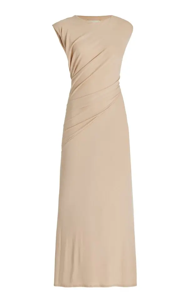 Tove Amar Draped Knit Midi Dress In Ivory - 70% Off | Editorialist