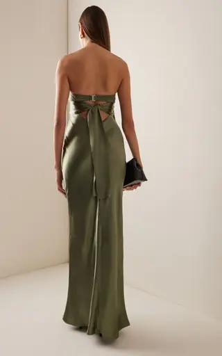 Third Form Satin Strapless Maxi Slip Dress - Green | Editorialist