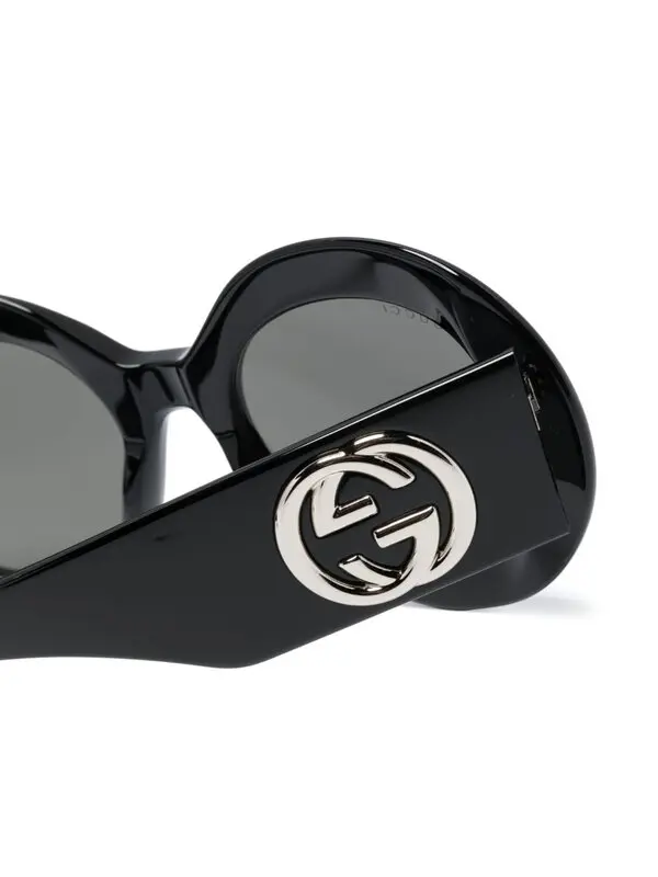 Gucci Interlocking G Round-Frame Sunglasses - Black  display picture 2