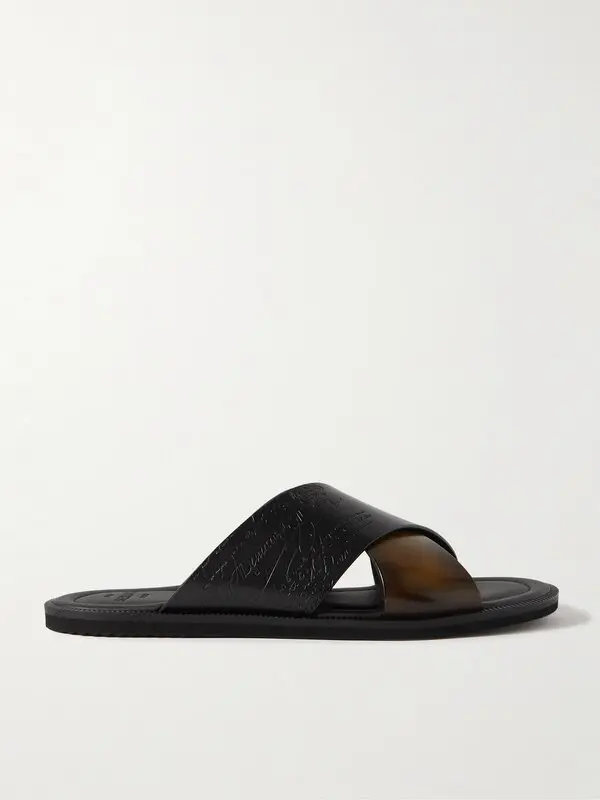 Berluti Sifnos Scritto Venezia Leather Sandals