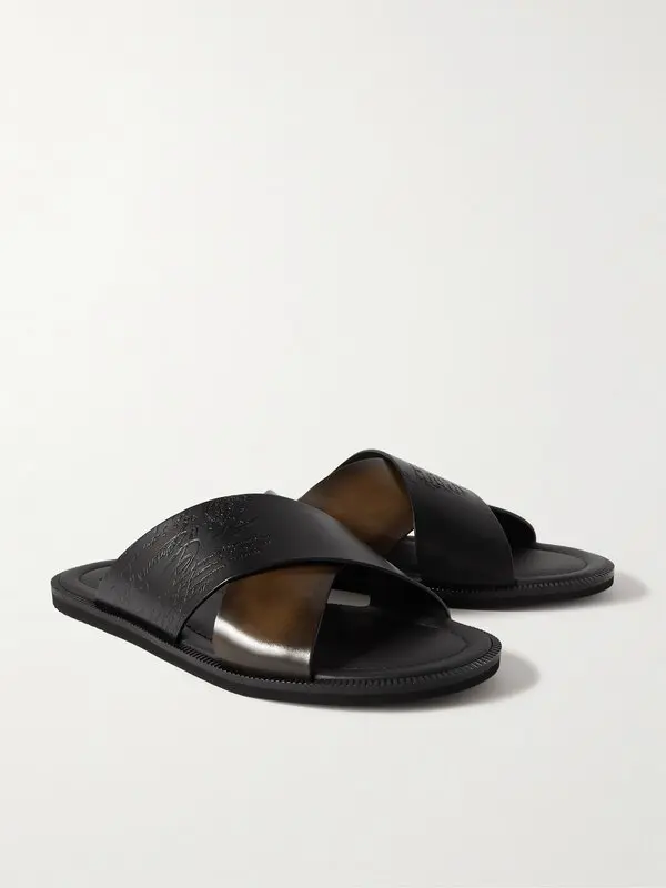 Berluti Sifnos Scritto Venezia Leather Sandals