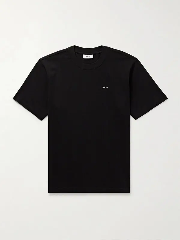 Nn07 Adam 3209 Logo-embroidered Pima Cotton-jersey T-shirt - Black