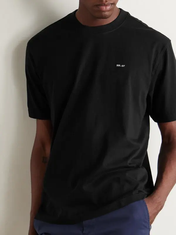 Nn07 Adam 3209 Logo-embroidered Pima Cotton-jersey T-shirt - Black