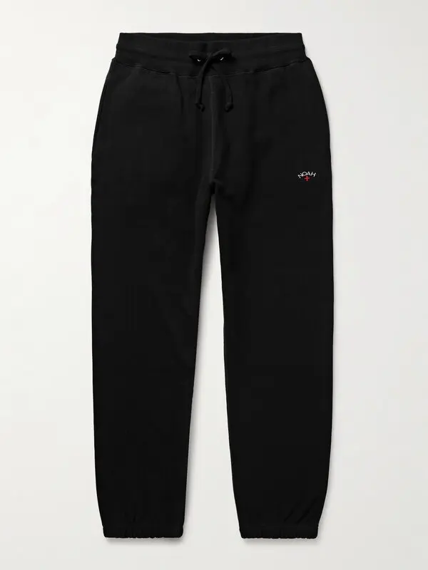 NOAH Core Tapered Logo-embroidered Cotton-jersey Sweatpants - Black