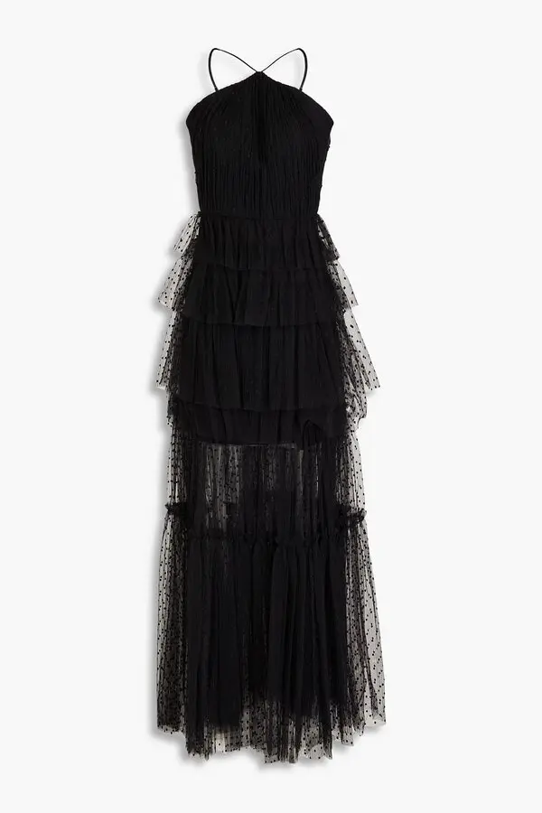 Zac Posen Tiered Point D'Esprit Gown In Black - 65% Off | Editorialist
