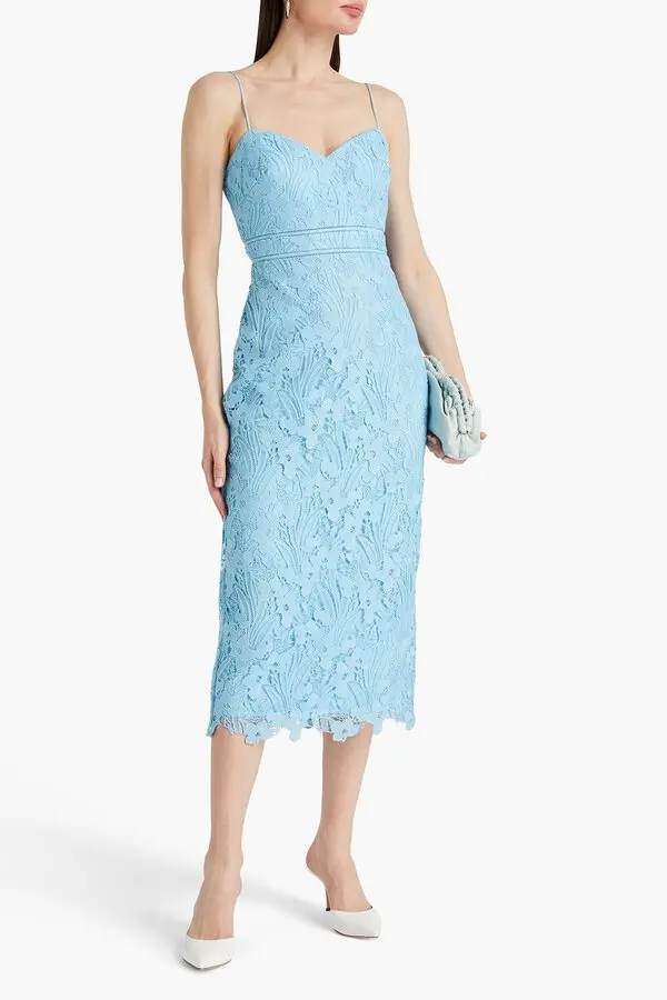 ml monique lhuillier lace midi dress Georgina Lace Midi Dress in Red by ML Monique Lhuillier