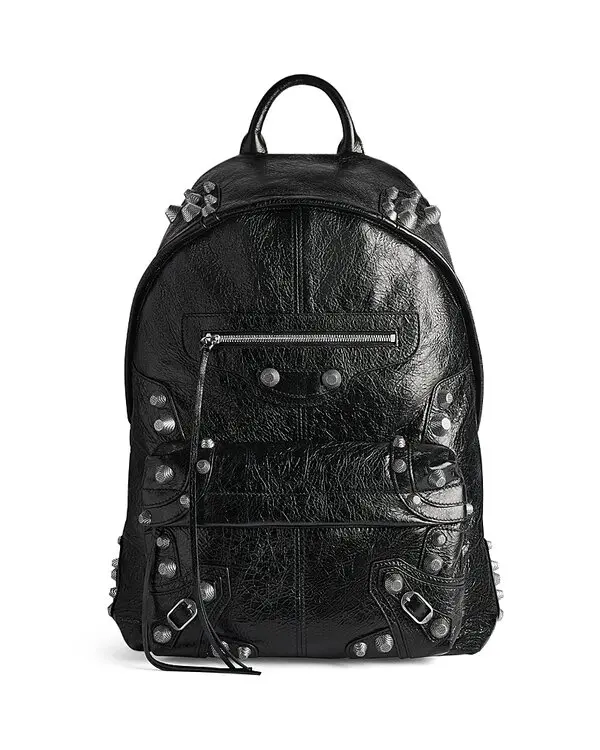 Balenciaga Backpack Black Leather Canvas Balenciaga Navy Backpack 392007 Men,Women Leather,Canvas  main image 4