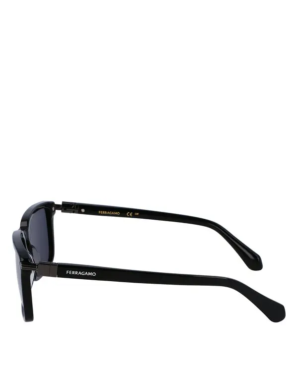 FERRAGAMO Prisma 56mm Rectangular Sunglasses - Black/blue Solid