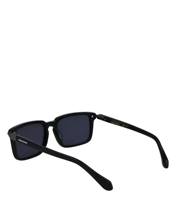 FERRAGAMO Prisma 56mm Rectangular Sunglasses - Black/blue Solid
