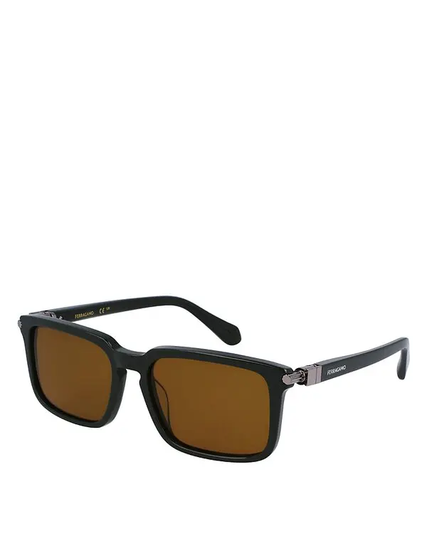 FERRAGAMO Prisma Rectangular Sunglasses - Black/brown Solid