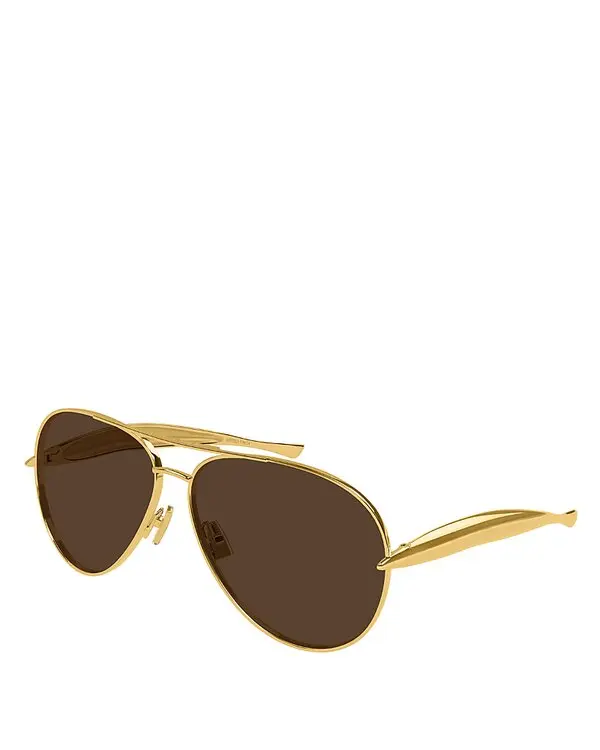 Bottega Veneta Sardine Pilot Sunglasses - Gold