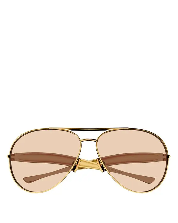 Bottega Veneta Sardine Pilot Sunglasses - Gold/orange Solid