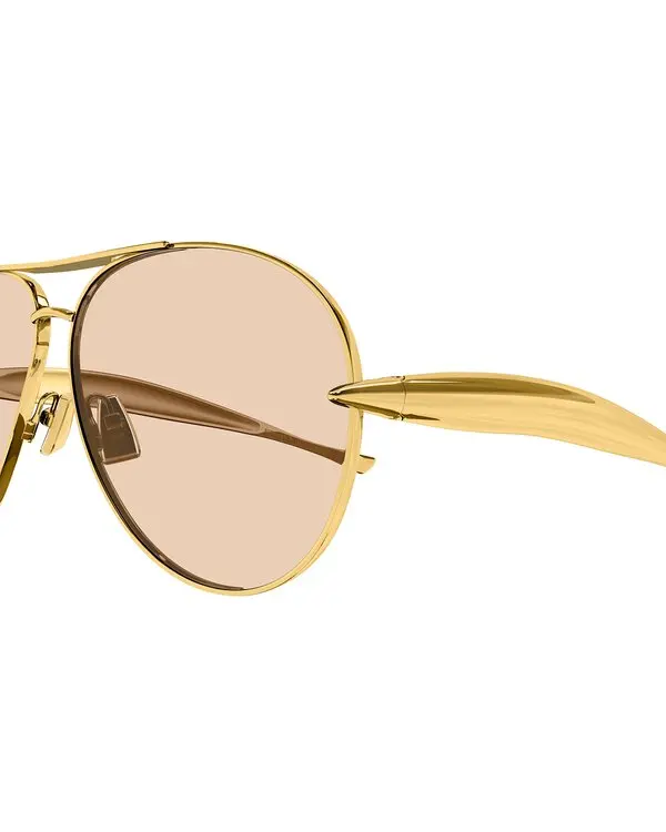 Bottega Veneta Sardine Pilot Sunglasses - Gold/orange Solid