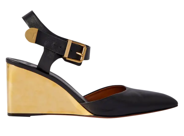 Chloé Net Sustain Rebecca Leather Wedge Pumps