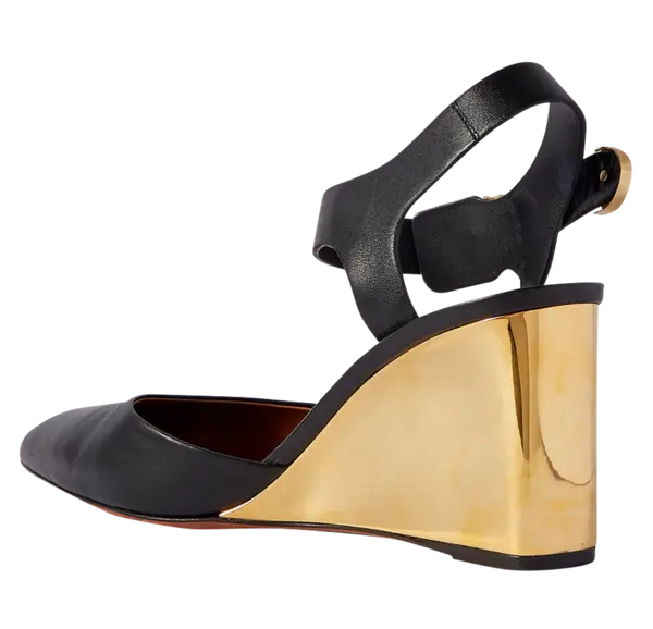 Chloé Net Sustain Rebecca Leather Wedge Pumps