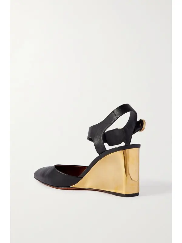 Chloé Net Sustain Rebecca Leather Wedge Pumps
