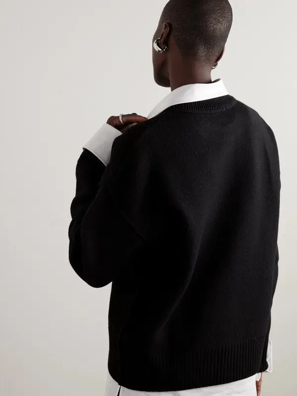 AMI Paris Net Sustain Adc Intarsia Wool Sweater - Black