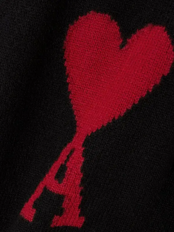 AMI Paris Net Sustain Adc Intarsia Wool Sweater - Black