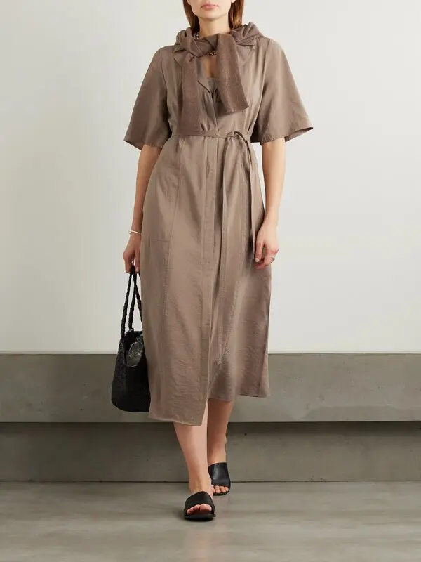Buy JOSEPH Dareau Silk-blend Twill Midi Shirt Dress - Brown At 69% Off |  Editorialist
