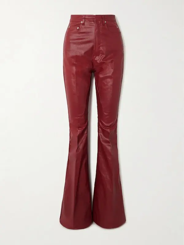 Rick Owens Bolan Coated Cotton-blend Flare Pants - Red