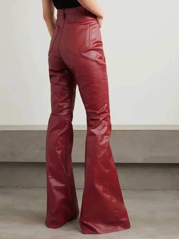 Rick Owens Bolan Coated Cotton-blend Flare Pants - Red