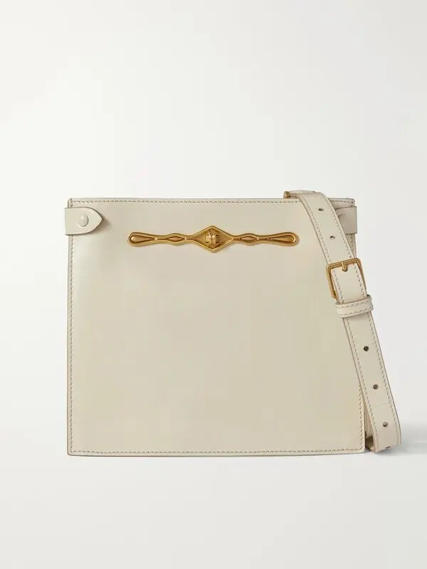 METIER Fernando Jorge Stowaway Embellished Glossed-leather Shoulder Bag - White