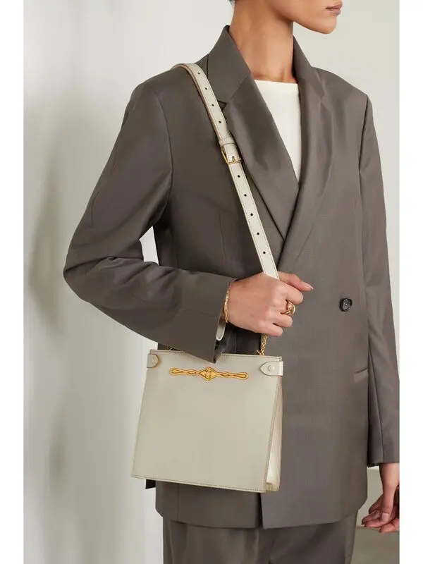 METIER Fernando Jorge Stowaway Embellished Glossed-leather Shoulder Bag - White