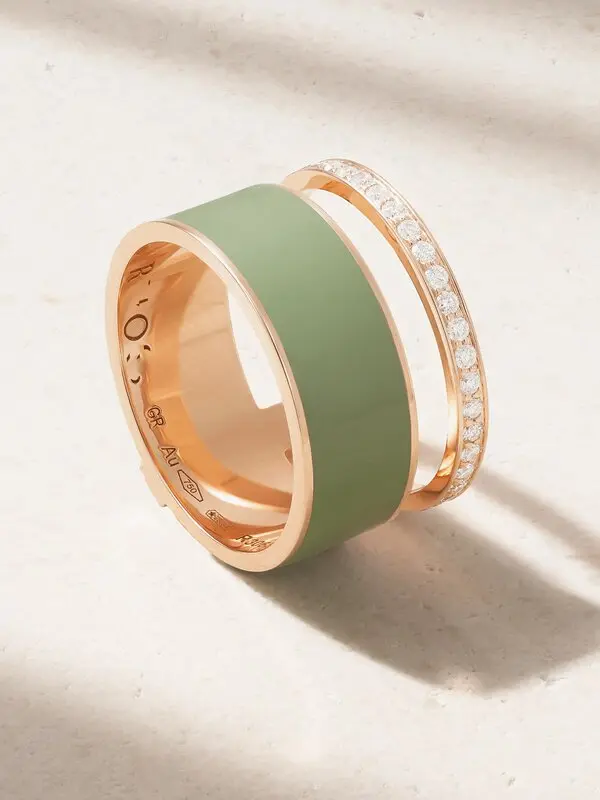 REPOSSI Berbere Chromatic 18-karat Rose Enamel And Diamond Ring - Gold