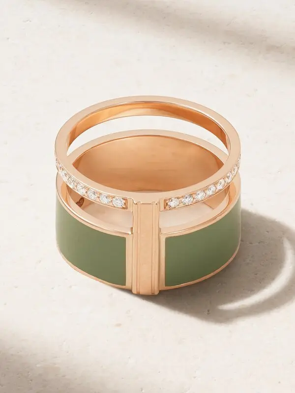 REPOSSI Berbere Chromatic 18-karat Rose Enamel And Diamond Ring - Gold