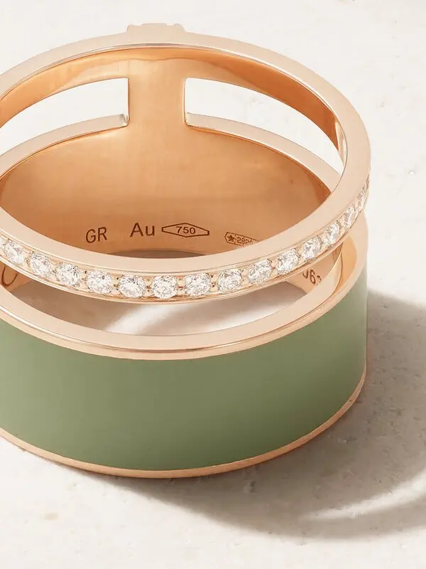 REPOSSI Berbere Chromatic 18-karat Rose Enamel And Diamond Ring - Gold