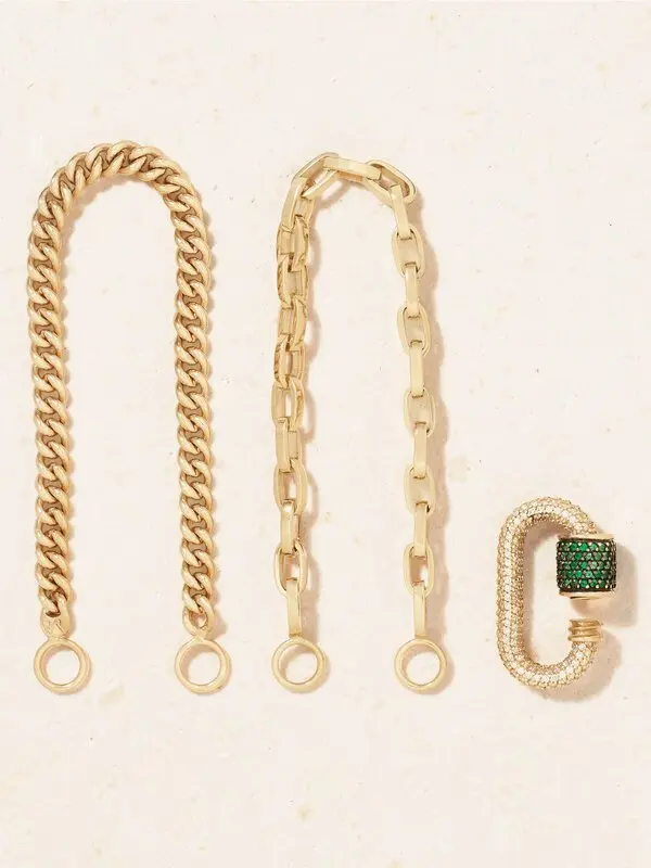 MARLA AARON 18-karat Gold, Emerald, And Diamond Bracelet
