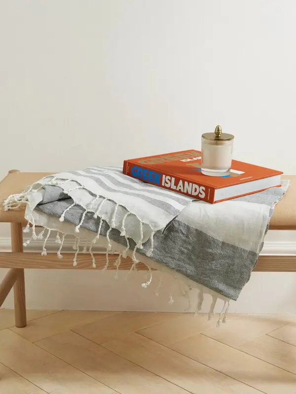 Brunello Cucinelli Fringed Striped Linen Throw