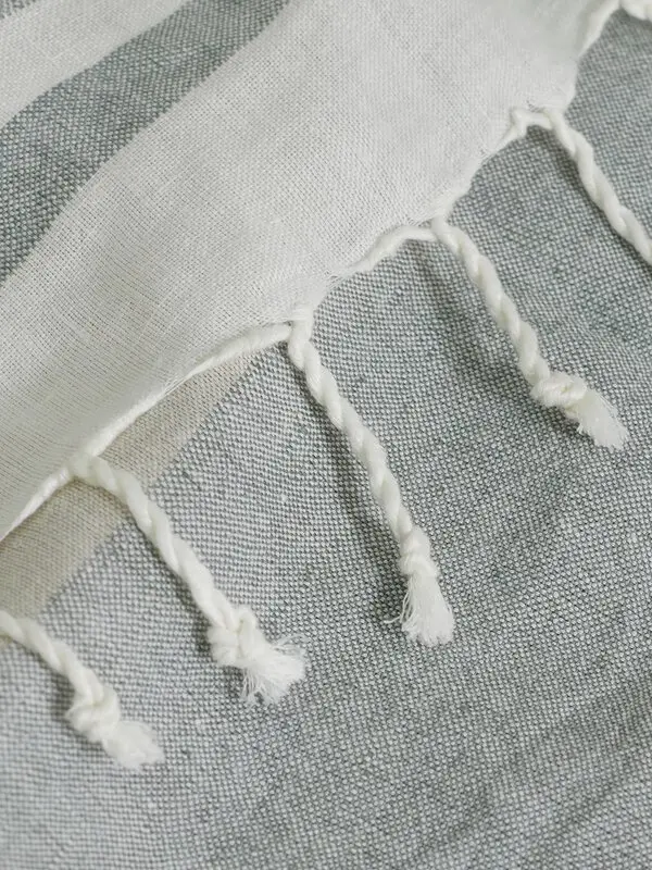 Brunello Cucinelli Fringed Striped Linen Throw