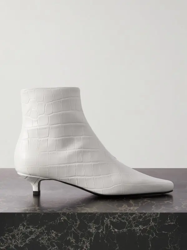 TotêMe Net Sustain The Croco Slim Croc-Effect Leather Ankle Boots