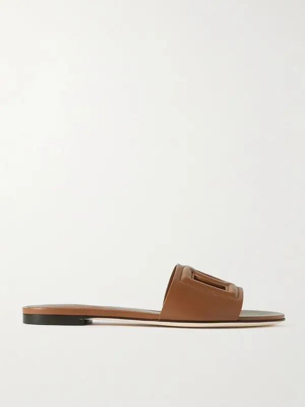 Dolce & Gabbana Bianca Leather Slides - Brown