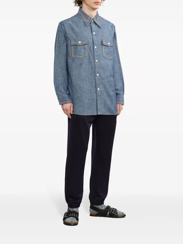 Needles Contrast-stitching Denim Shirt