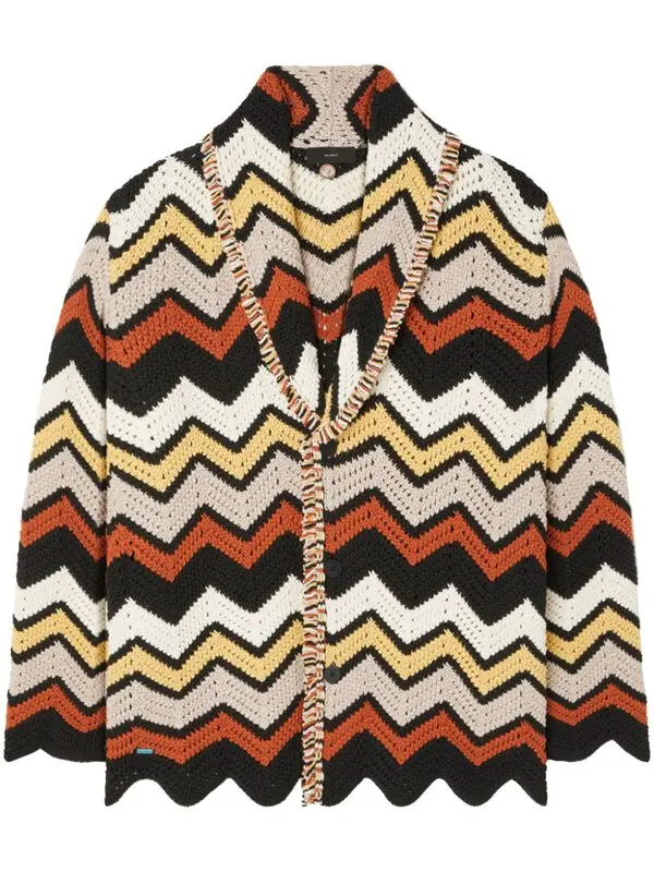 Alanui Chevron-print Cardigan - Black