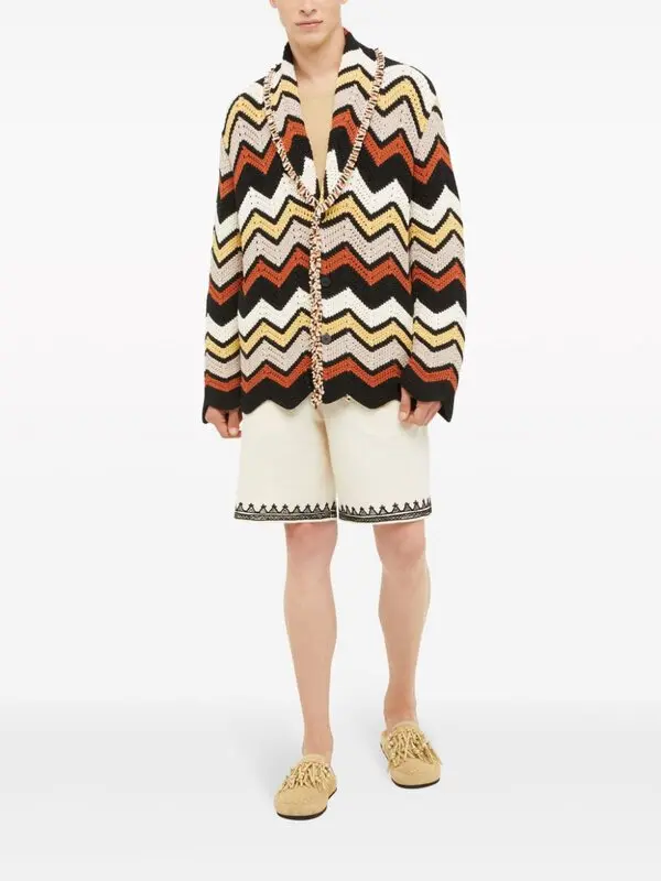 Alanui Chevron-print Cardigan - Black