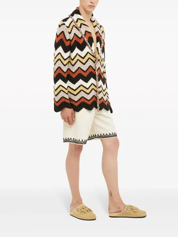 Alanui Chevron-print Cardigan - Black