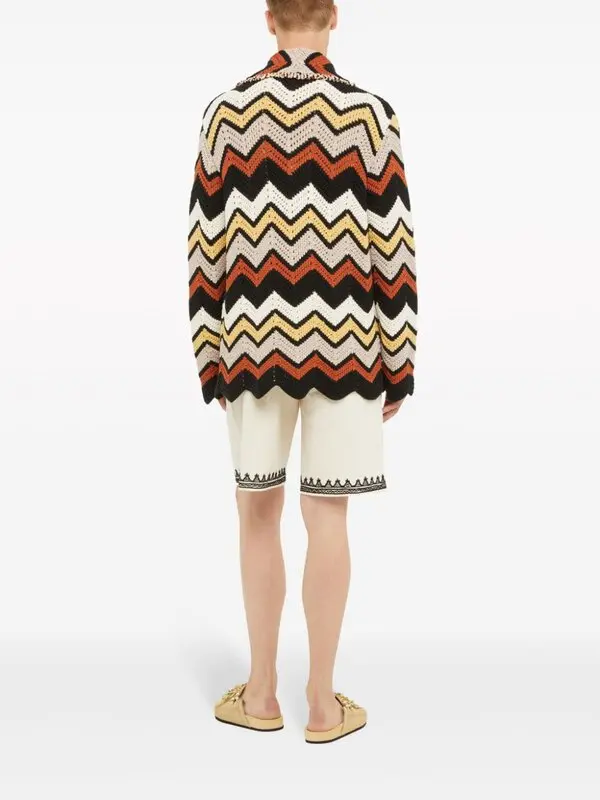 Alanui Chevron-print Cardigan - Black
