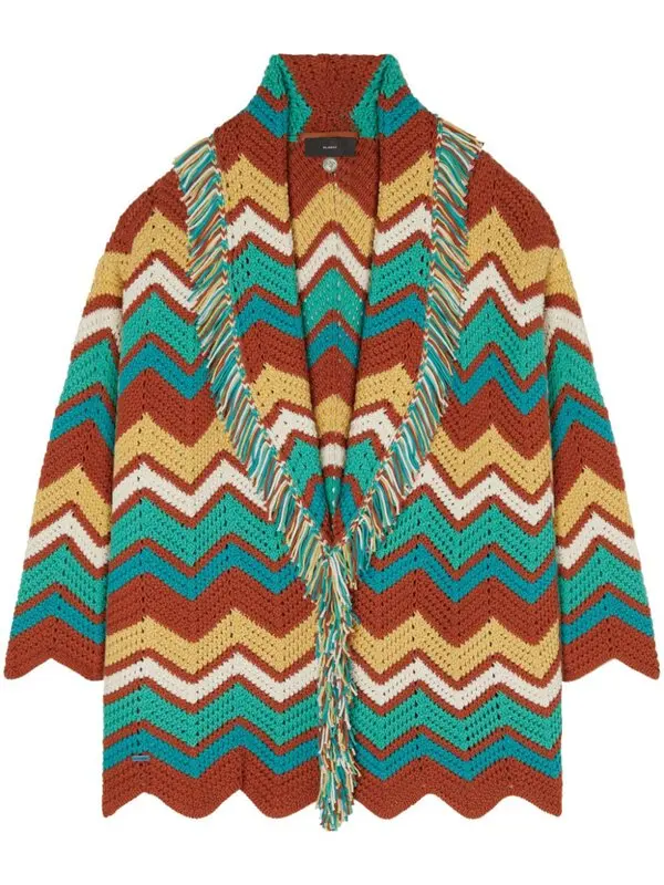 Alanui Kaleidoscopic Chevron Knit Cardigan - Red