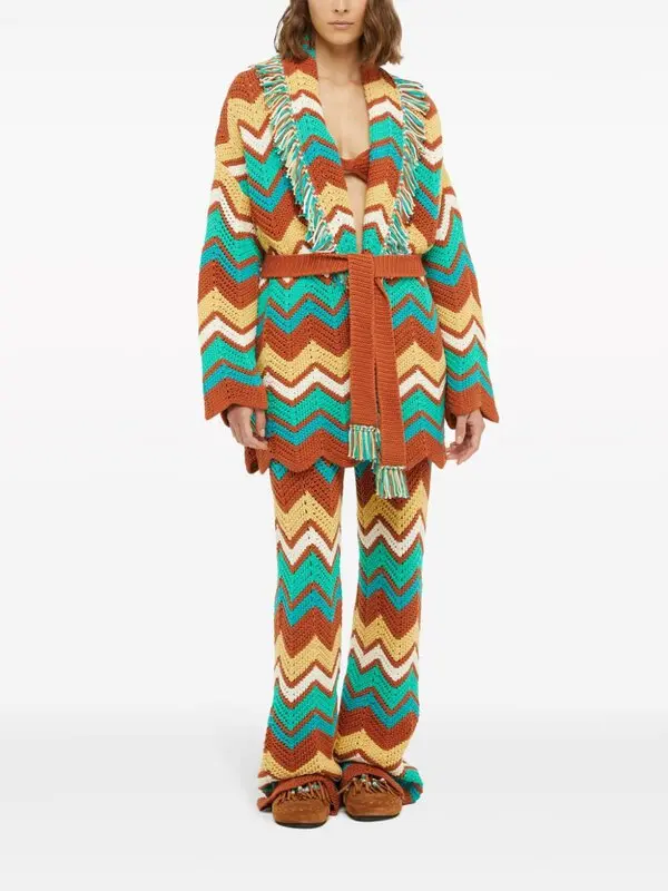 Alanui Kaleidoscopic Chevron Knit Cardigan - Red