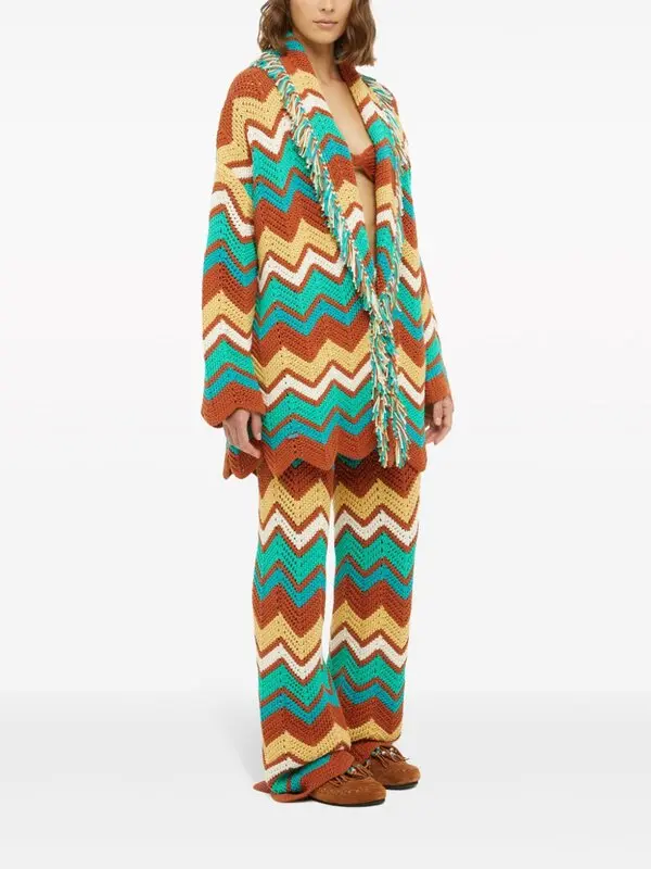 Alanui Kaleidoscopic Chevron Knit Cardigan - Red