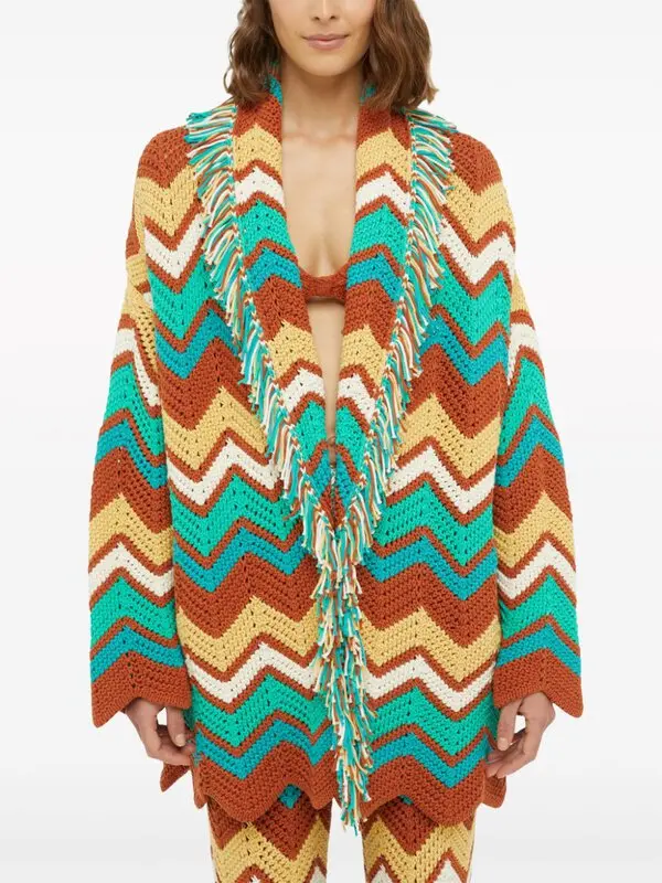 Alanui Kaleidoscopic Chevron Knit Cardigan - Red