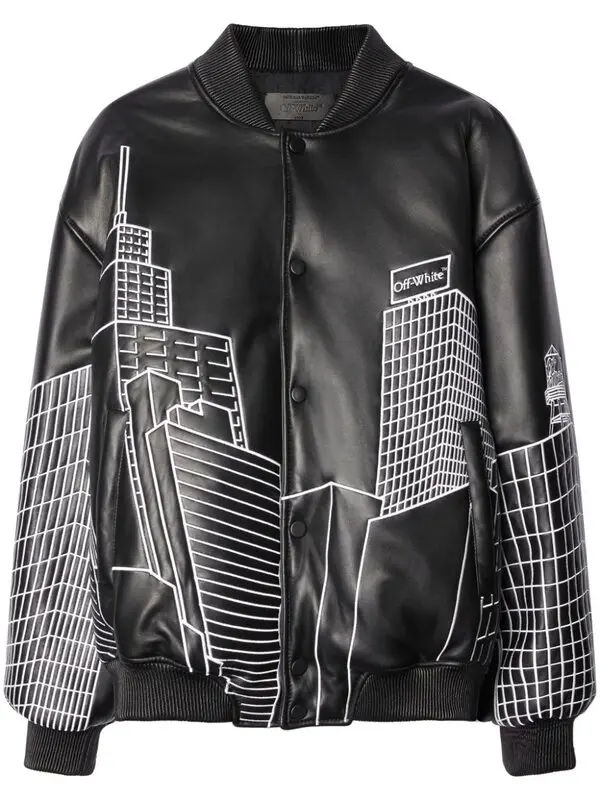 Off-White Skyline Leather Bomber Jacket